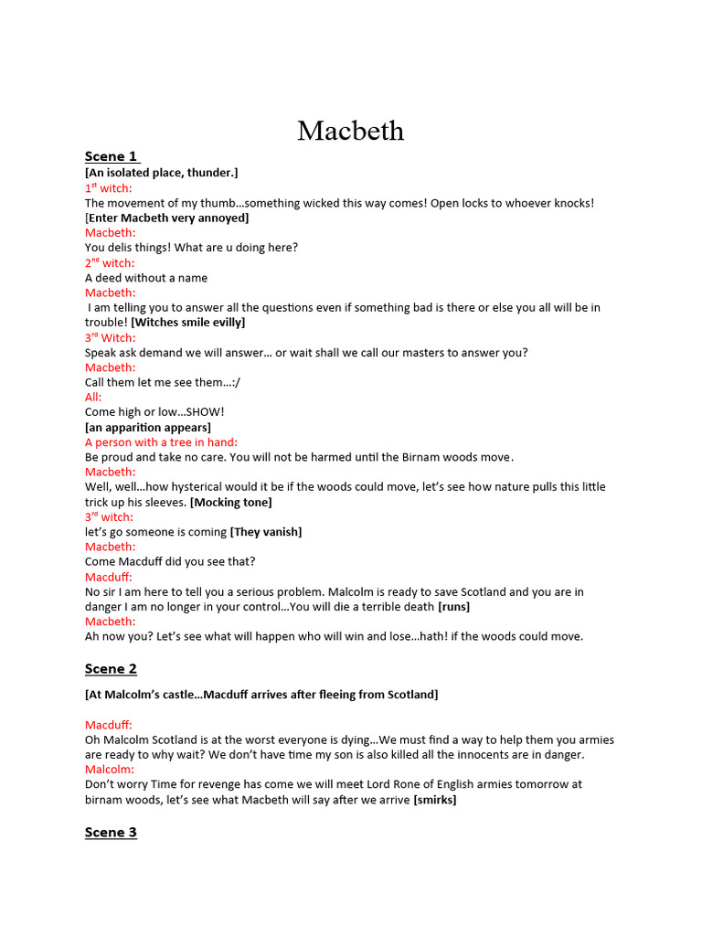 Macbeth Script, Lit Play | Download Free PDF | Macbeth | Judge