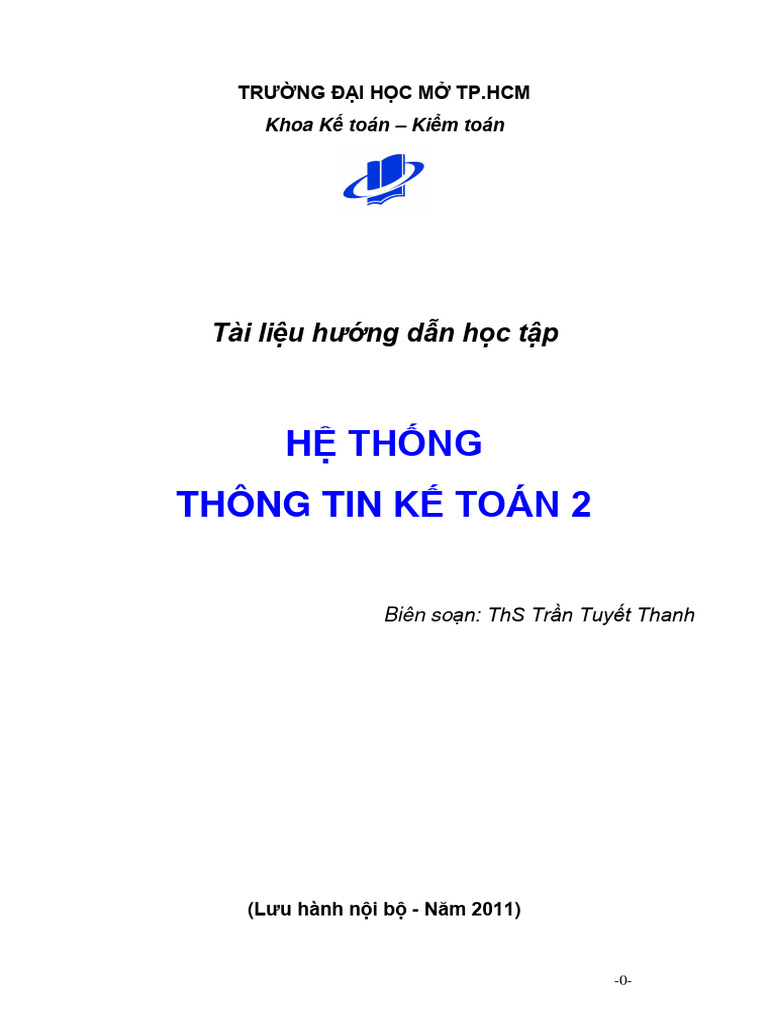 Tai Lieu Huong Dan Hoc Tap He Thong Thong Tin Ke Toan 2 | PDF