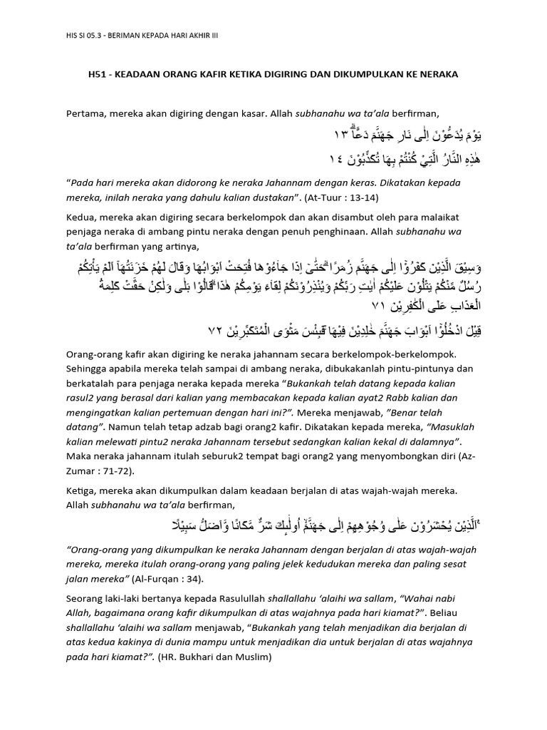 HSI - SI 5.3 Beriman Kepada Hari Akhir III | PDF
