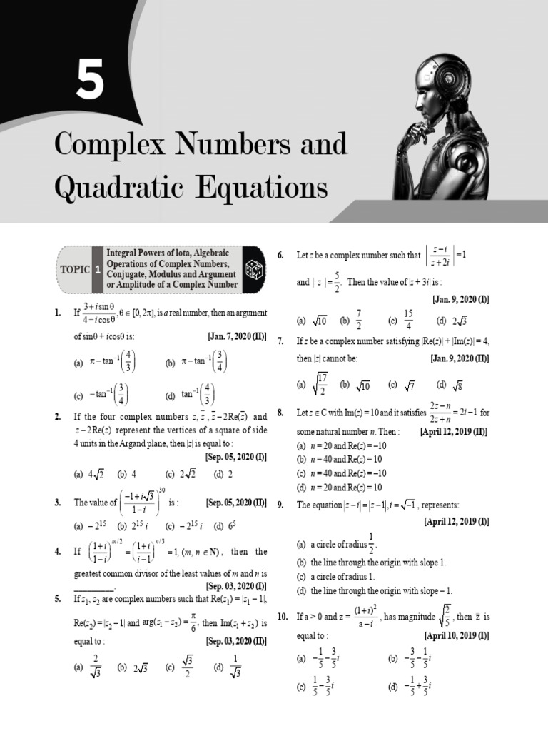 C0mplexnumbers Quadratic Equations - JEE Main Mathematics 2002 2020 | PDF | Complex Number ...