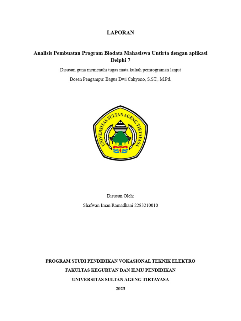 ShafwanIR Laporan Pemrograman Lanjut | PDF