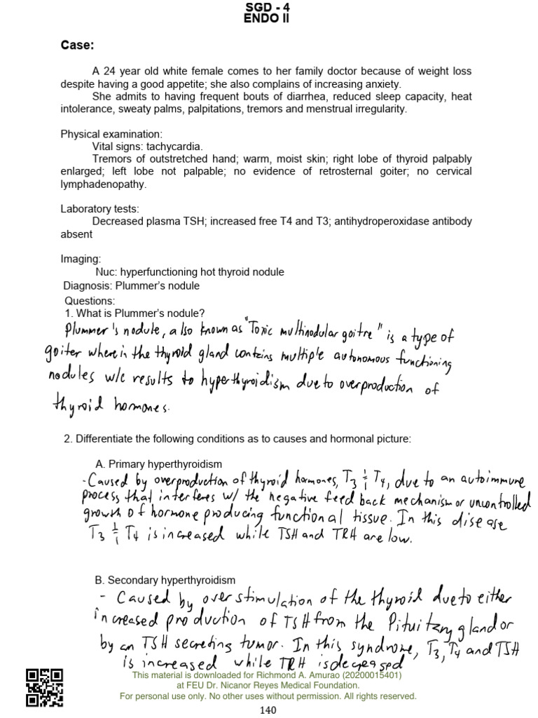 1b, Amurao, Richmond A., SGD 4 - Endo 2 | PDF | Thyroid | Parathyroid Gland