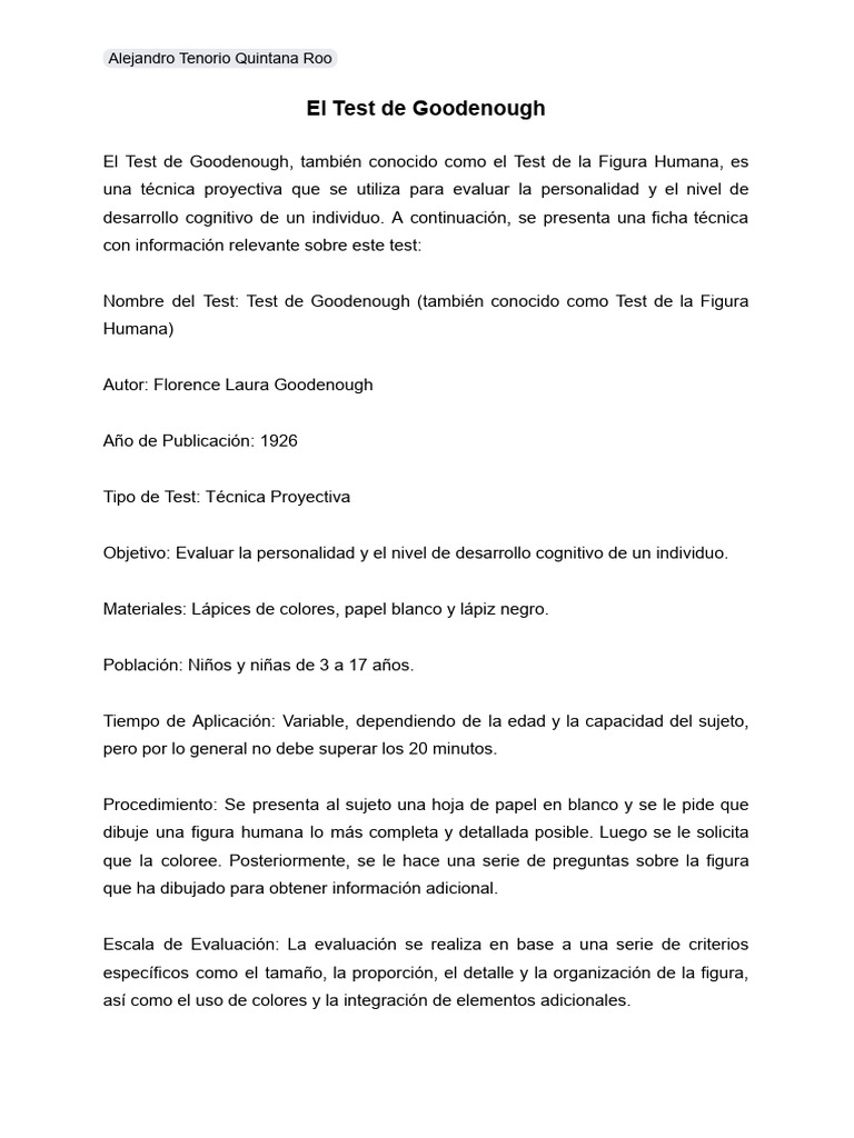 El Test de Goodenough | PDF