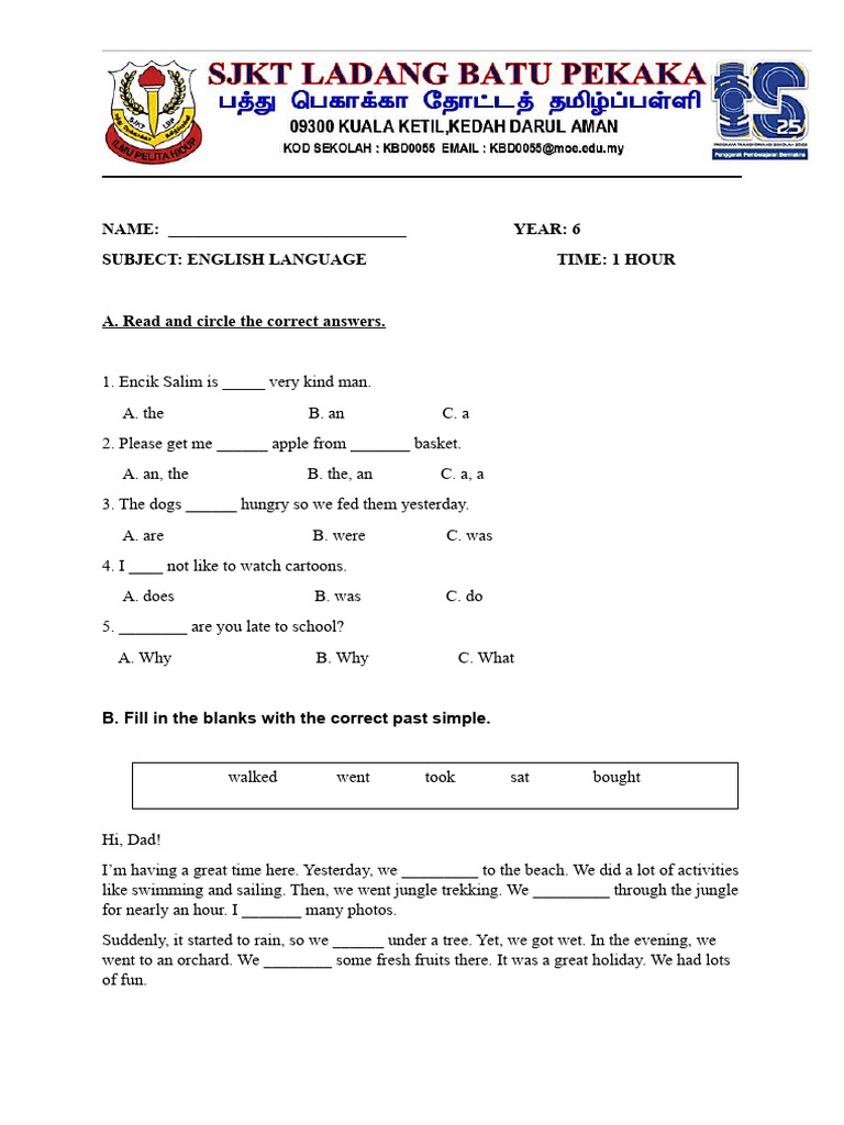 Year 6 Mid Term Assessment 2023 | PDF