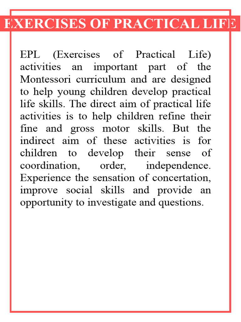 Exercises of Practical Life | PDF