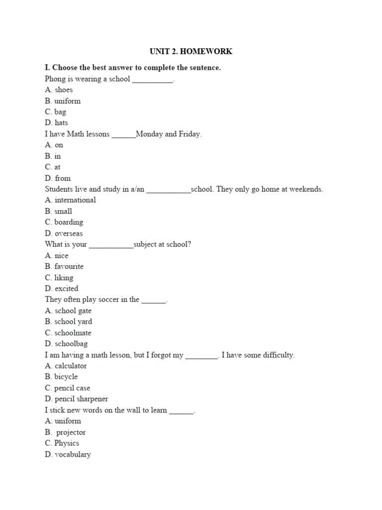 UNIT 2 Homework Lesson 2 6B | PDF