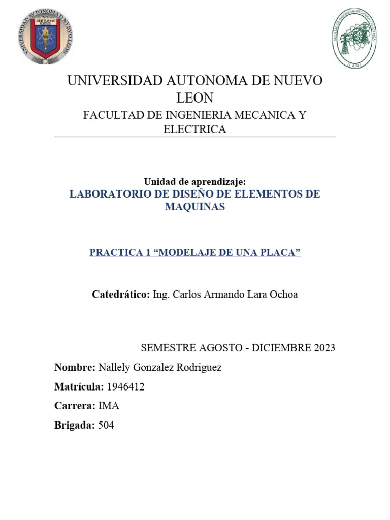 Practica 1 Lab Diseño de Elementos de Maquinas | PDF | Diseño | Diseño asistido por ordenador