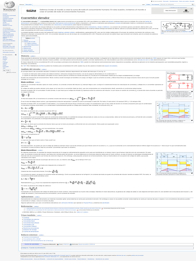 Boost Converter Convertidor Elevador | PDF | Electromagnetismo | Cantidad