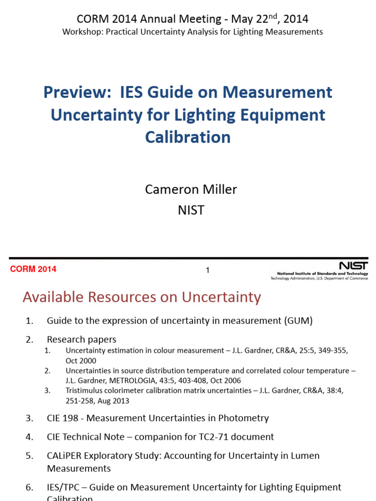 Lighting Measurement Uncertainty Guide | PDF | Science | Lighting