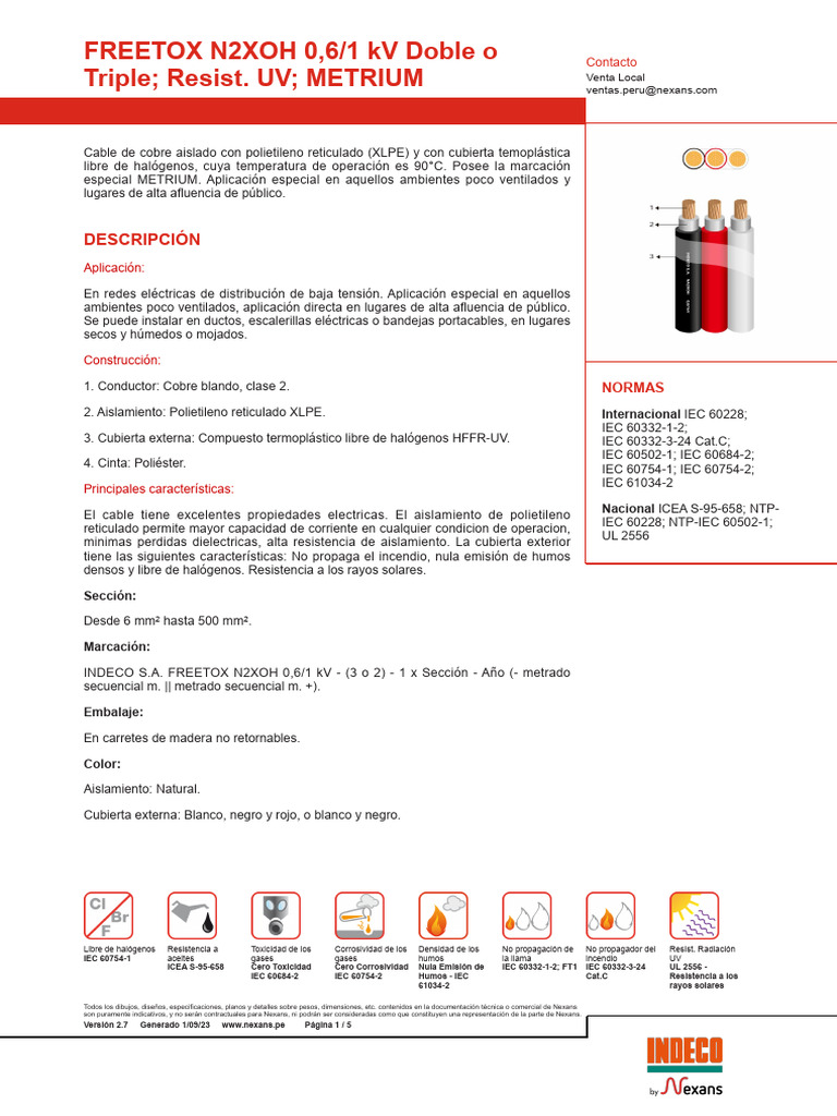 Nexans - FREETOX N2XOH 0 6 1 KV Doble ... | PDF | Aislador ...