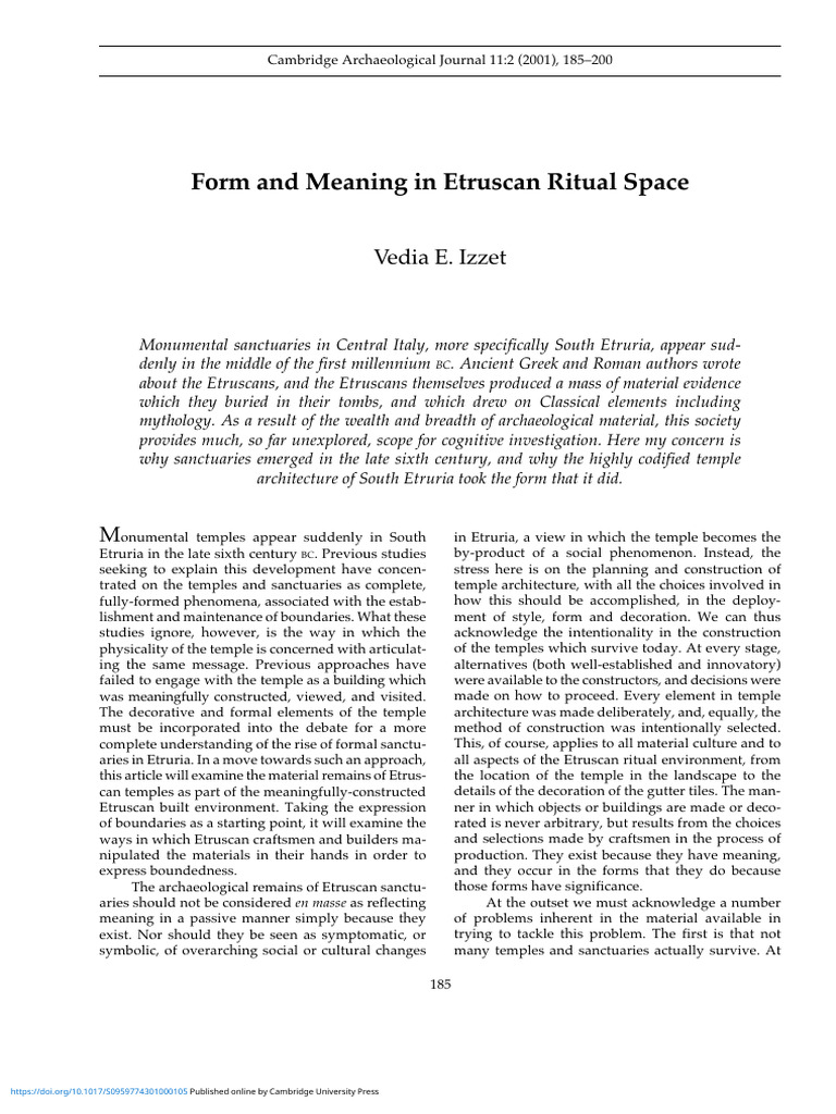 Form and Meaning in Etruscan Ritual Space | PDF | Etruscan Civilization