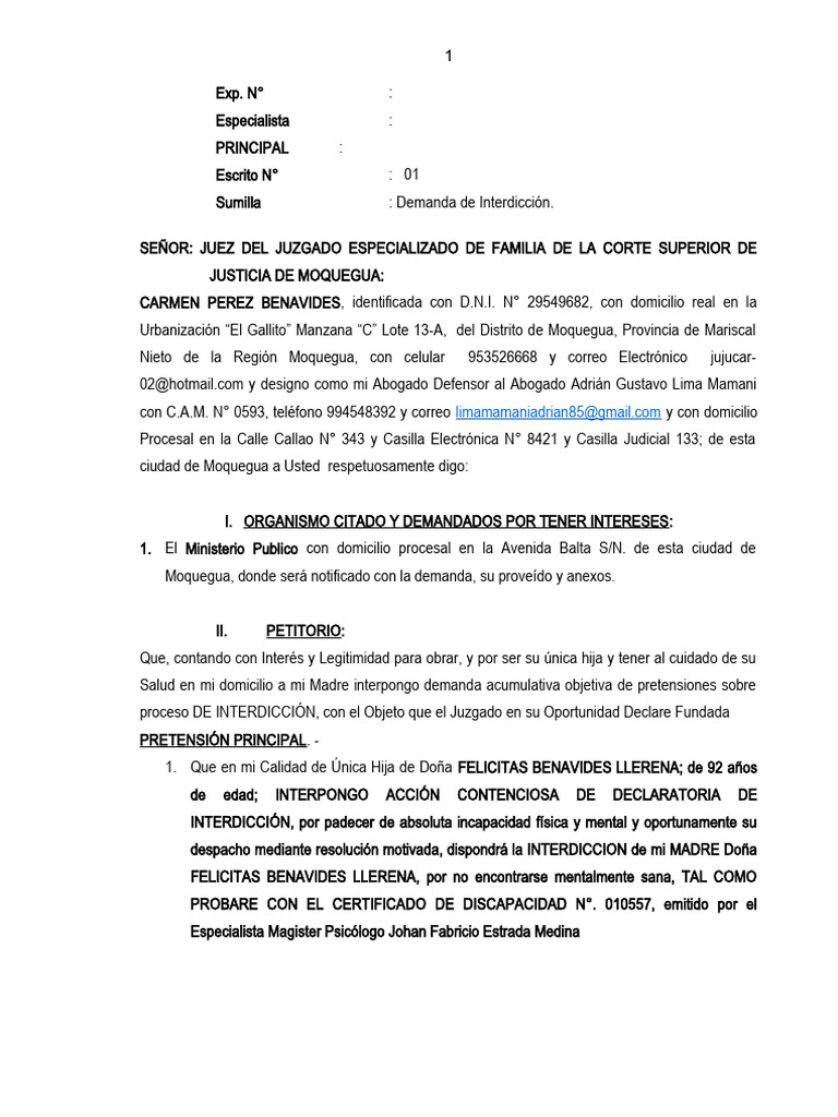 Escrito Una Demanda de Interdicto Original y Rectificado | PDF ...