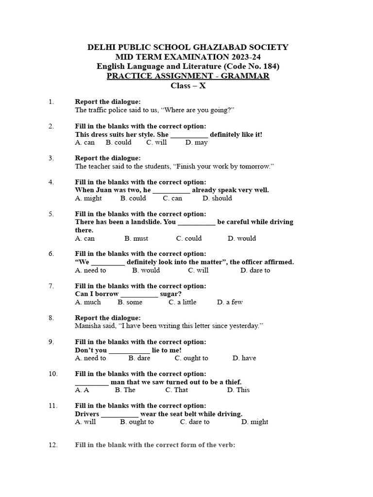 Grammar Assignment 2 - English - Cmte - 2023-24 | PDF | Human ...