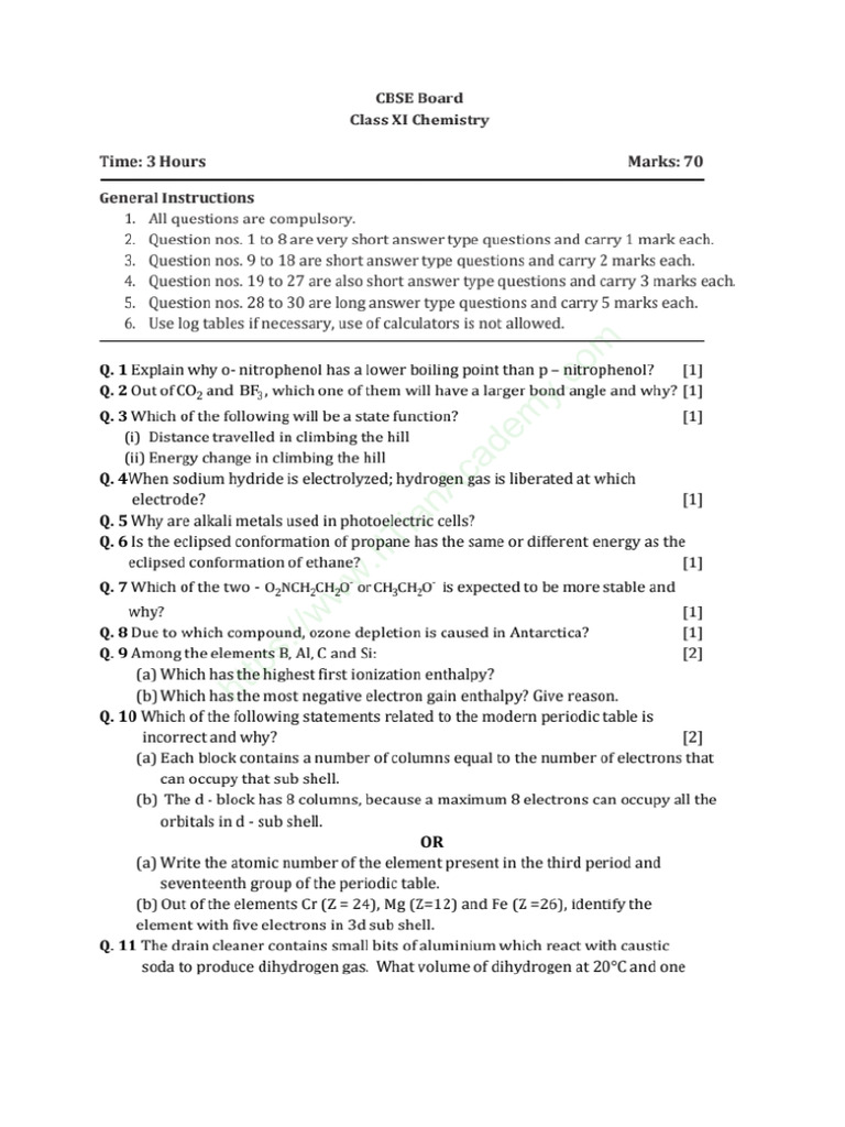 11 TH STD Cbse Qns | PDF