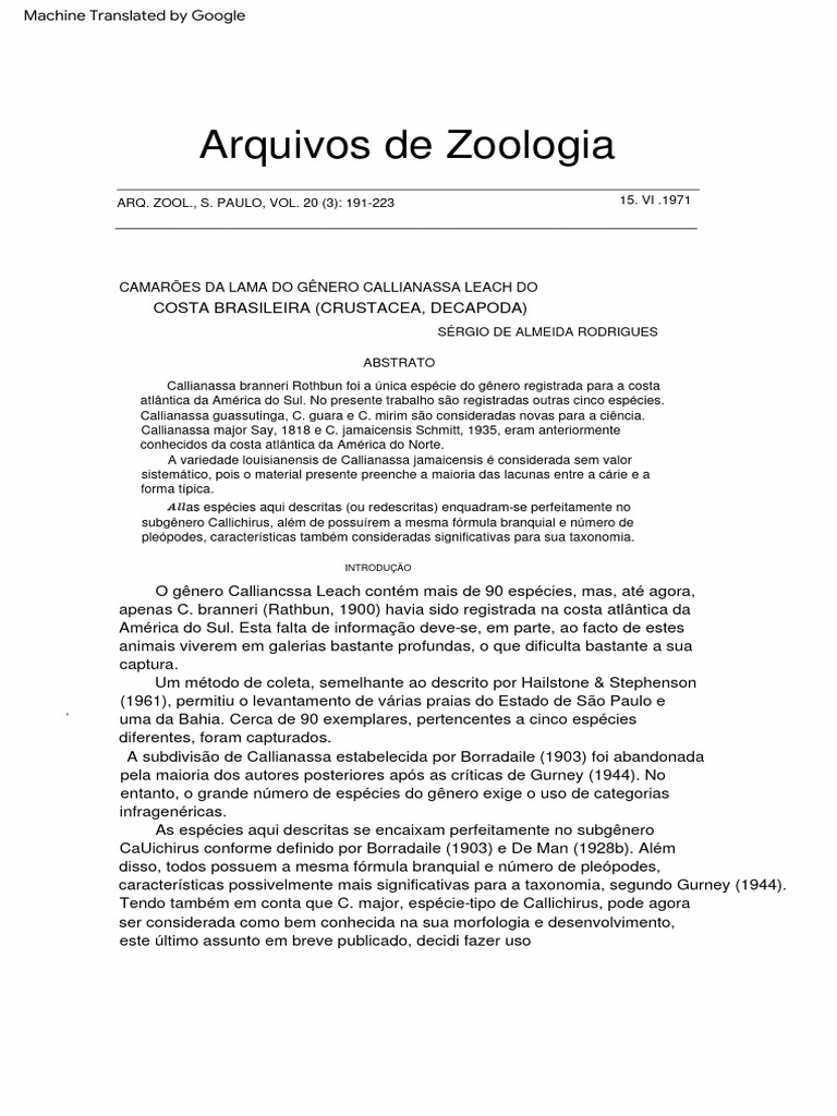 Novas Espécies de Callianassa no Brasil | PDF | Dente | Espécies