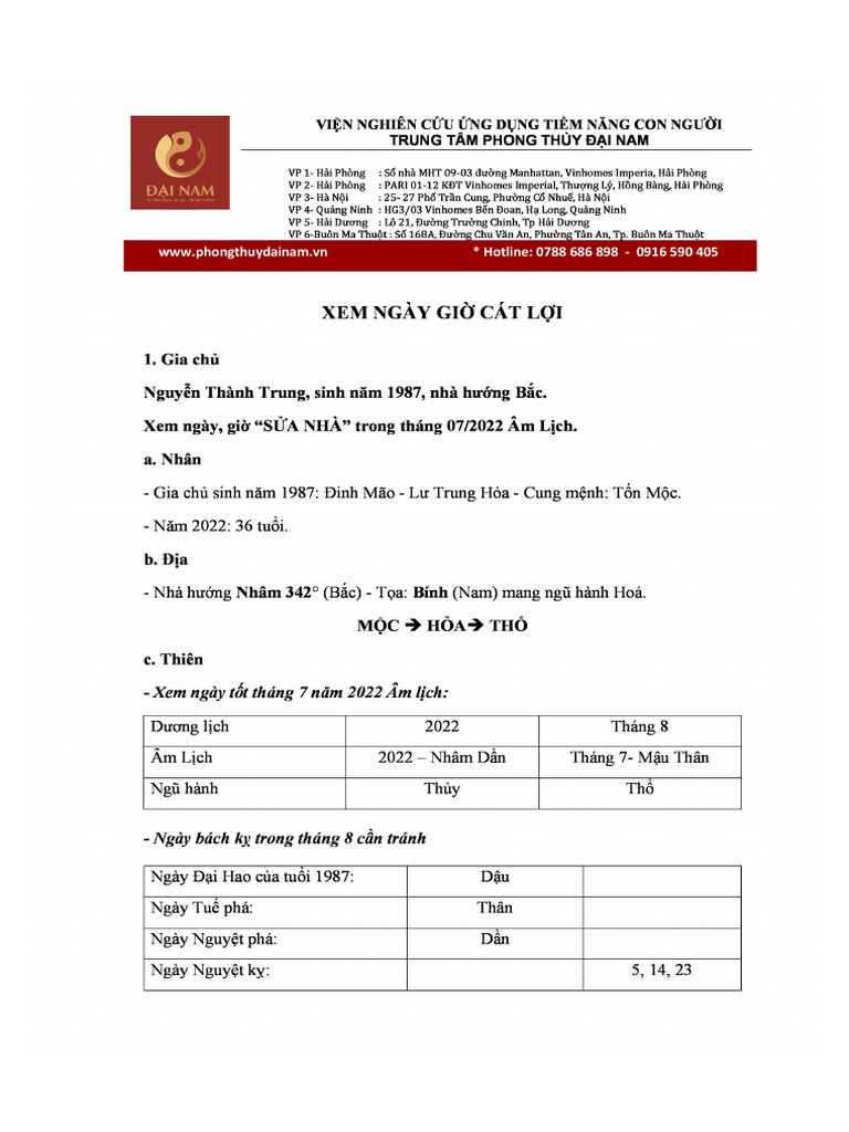 Xem Ngày Dong TH | PDF