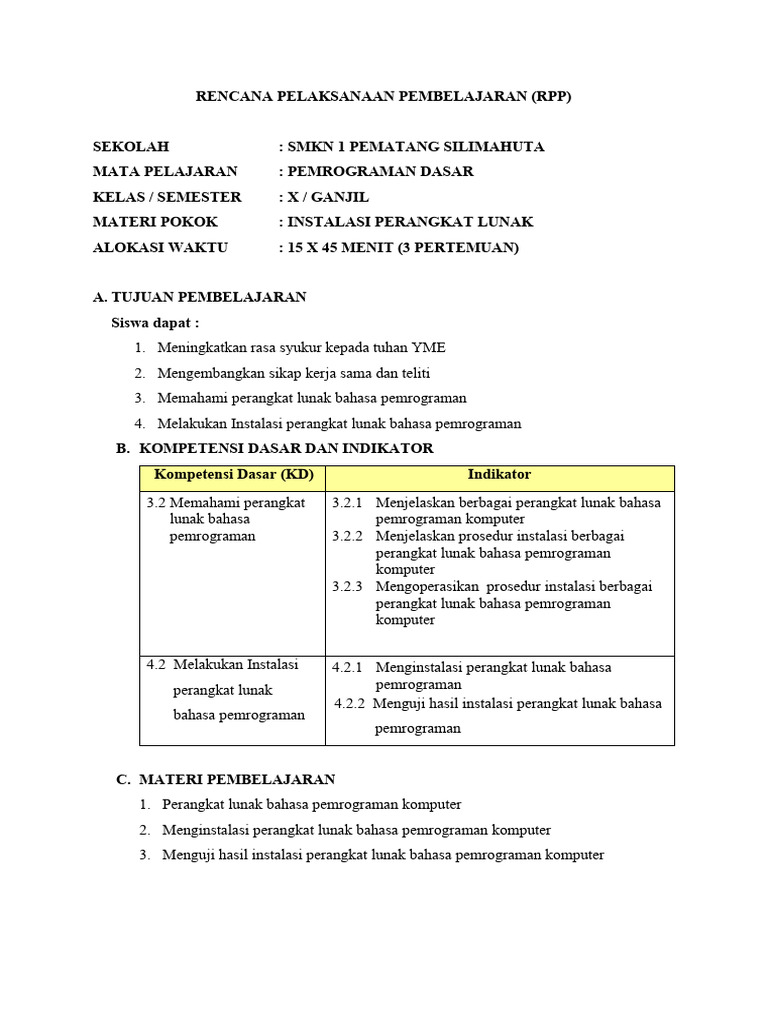 RPP-2 Instalasi Perangkat Lunak 4-6 | PDF | Karier & Perkembangan ...