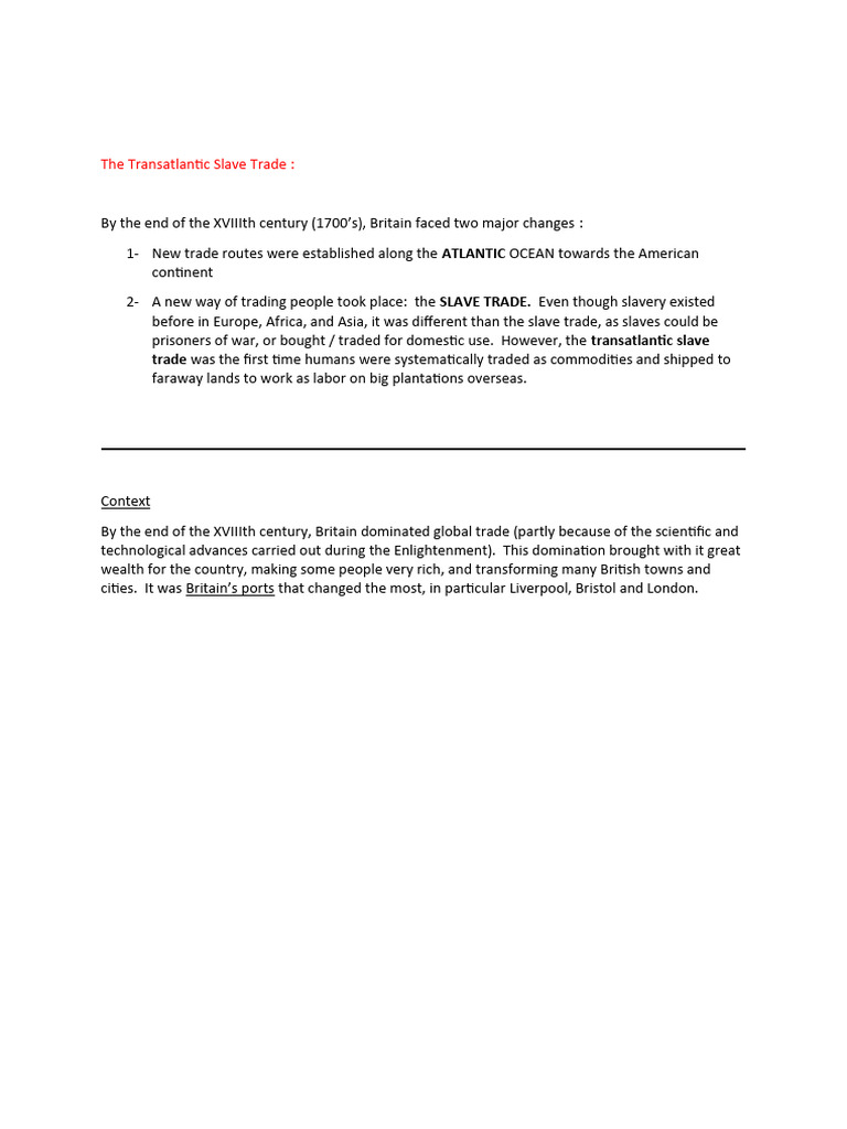 The Transatlantic Slave Trade | PDF | Atlantic Slave Trade | Slavery