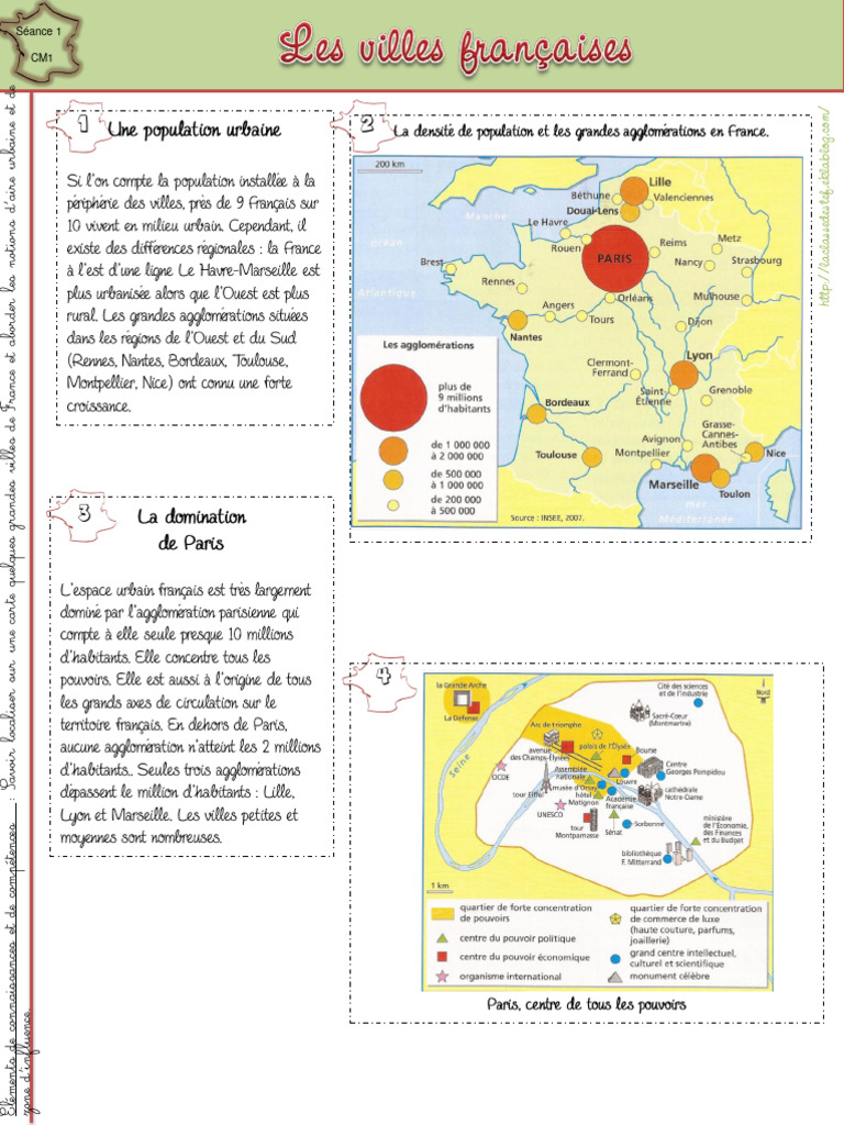1 Les Villes Francaises Doc Appui - Lecon - v2 | PDF | France | Zone ...