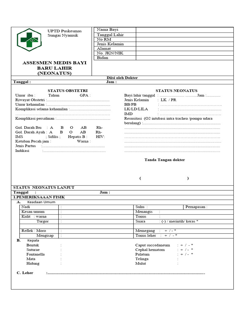Laporan Medis Bayi Baru Lahir | PDF
