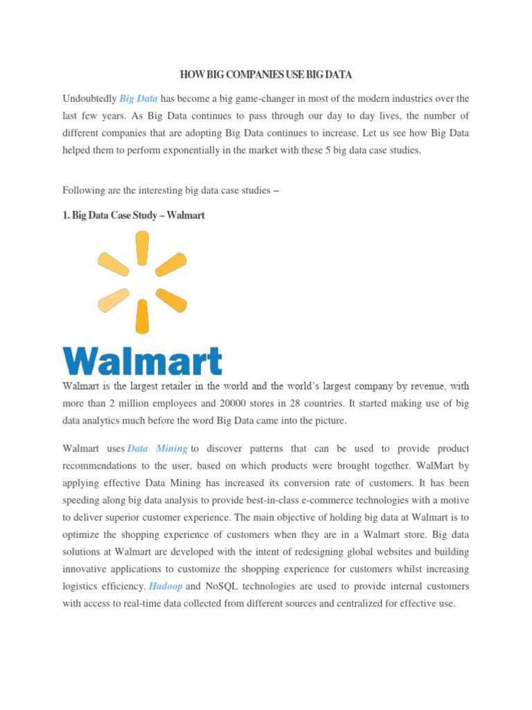 How Big Companies Use Big Data | Download Free PDF | Big Data | Walmart