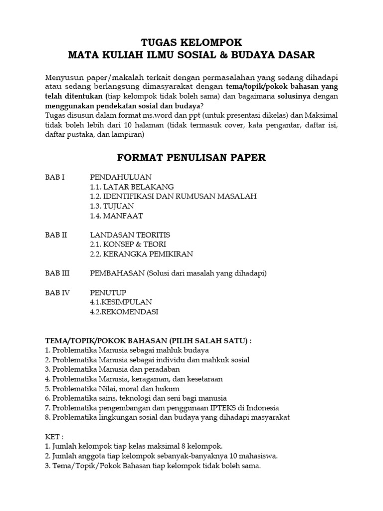 Panduan Penulisan Paper Tugas Kuliah | PDF