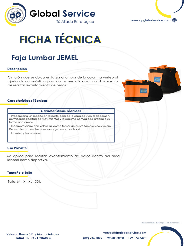 Fajas de Trabajo Pesado JEMEL | PDF