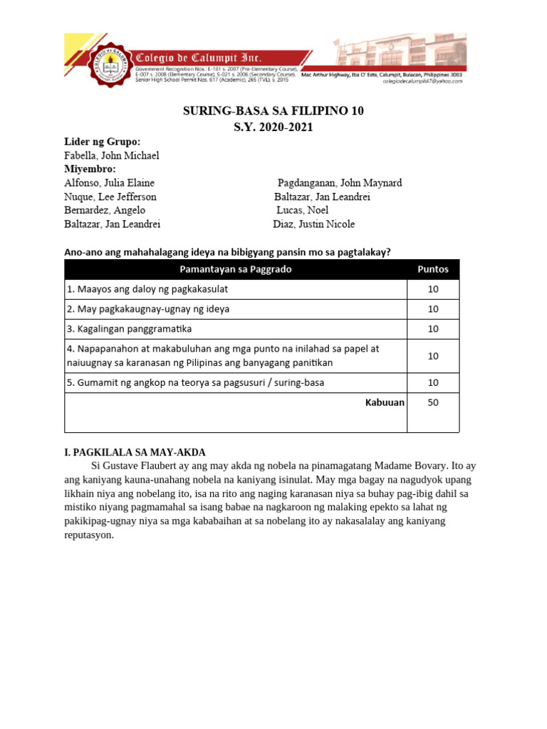 Suring-Basa - FILIPINO 10 | PDF