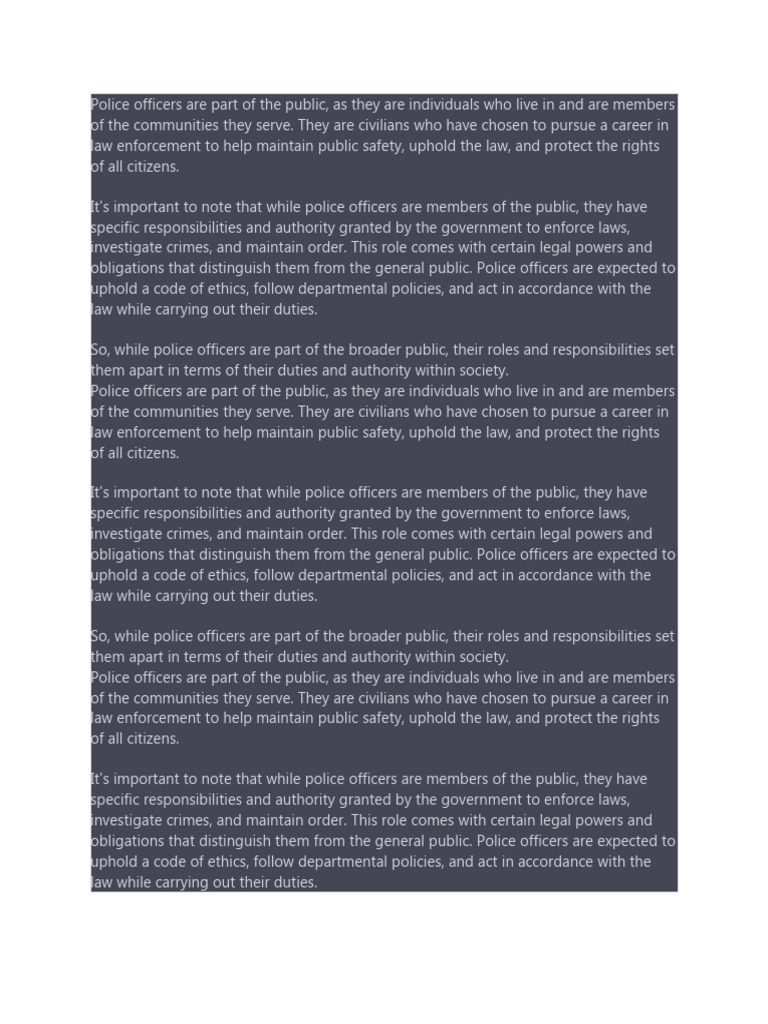 Police Officers: Roles and Responsibilities | PDF | Police Officer | Police