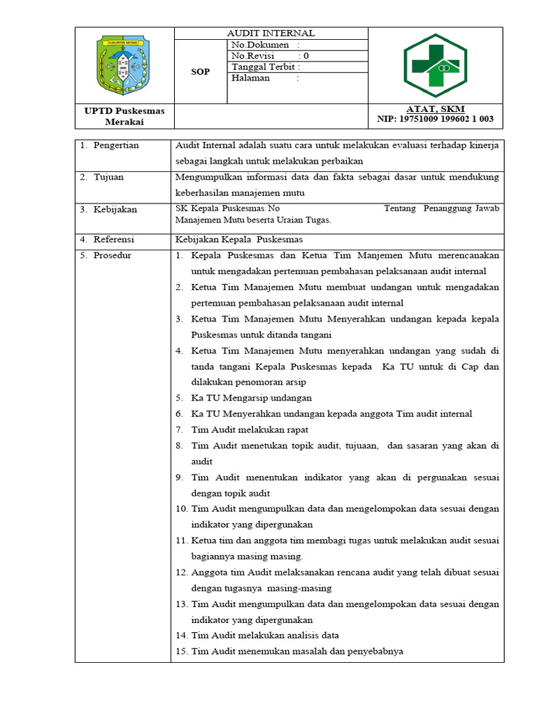 3.1.4.2 Ep 14 SOP Audit Internal | PDF | Teknologi & Rekayasa