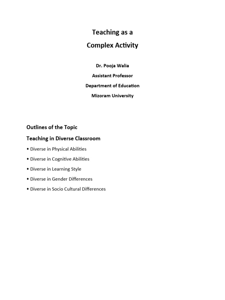 Teaching As Complex Process | PDF | Learning Styles | Learning Disability