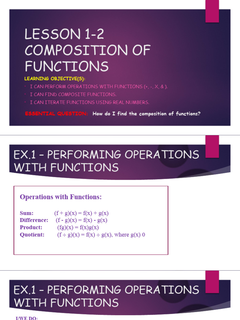 PreCal 1-2 Composition of Functions | PDF