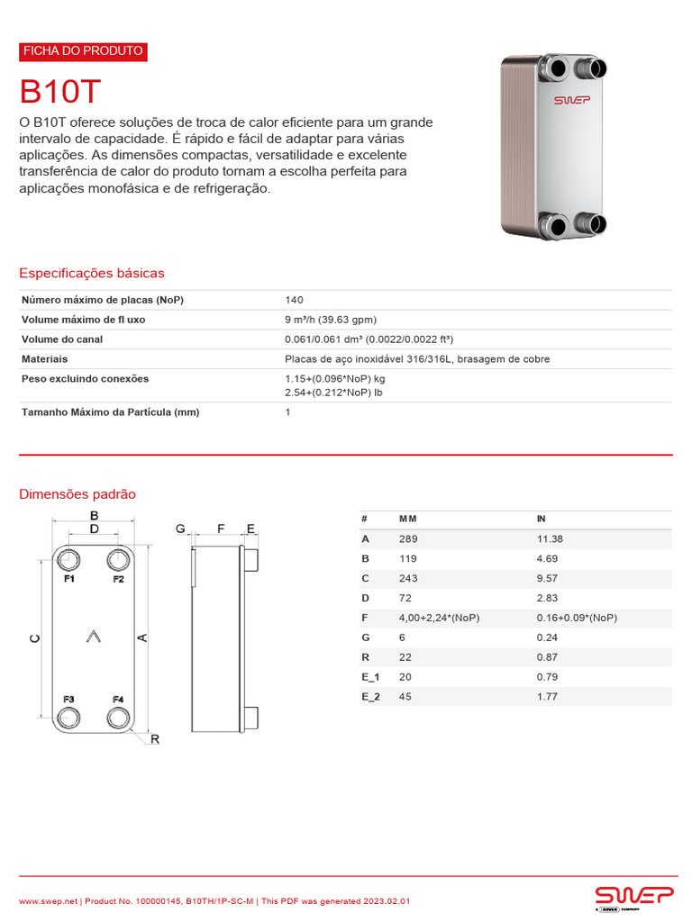 Manual Trocador Swep | PDF | Calor | Temperatura