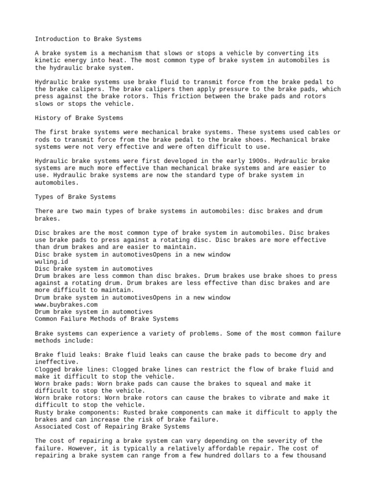 Brake Systems in Automotive Applications | PDF | Brake | Mechanical Engineering