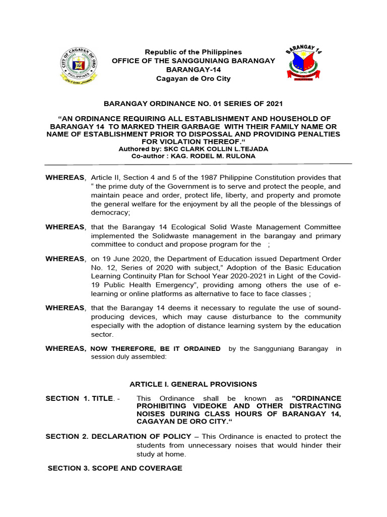 2022 Garbage Owning Ordinance | PDF | Justice | Crime & Violence