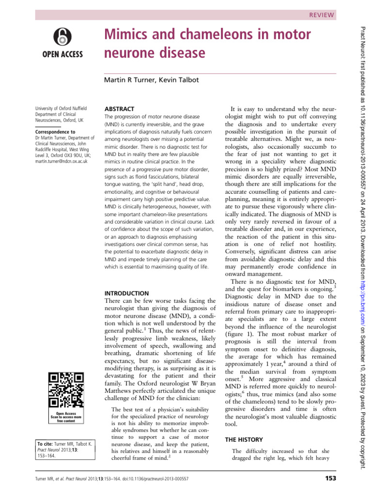 Mimics and Chameleons in Motor Neurone Disease: Martin R Turner, Kevin ...