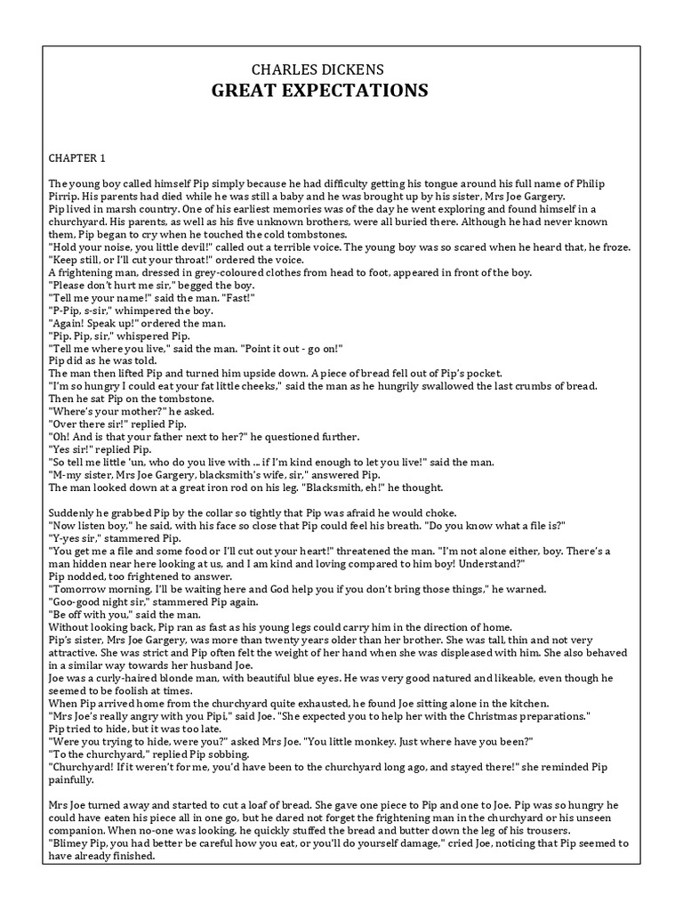 Great Expectations: Chapter 1 Summary | PDF | Estella (Great ...
