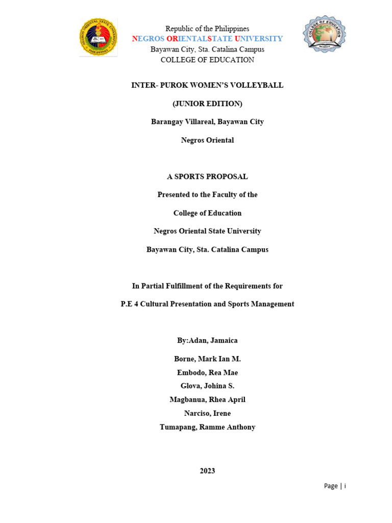 Sports Proposal Cover Page Sample | PDF