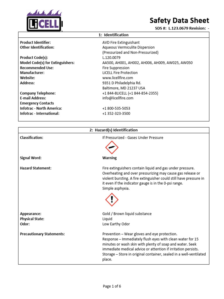 L 123 0679SDS+Rev+-+AVD | PDF | Dangerous Goods | Toxicity