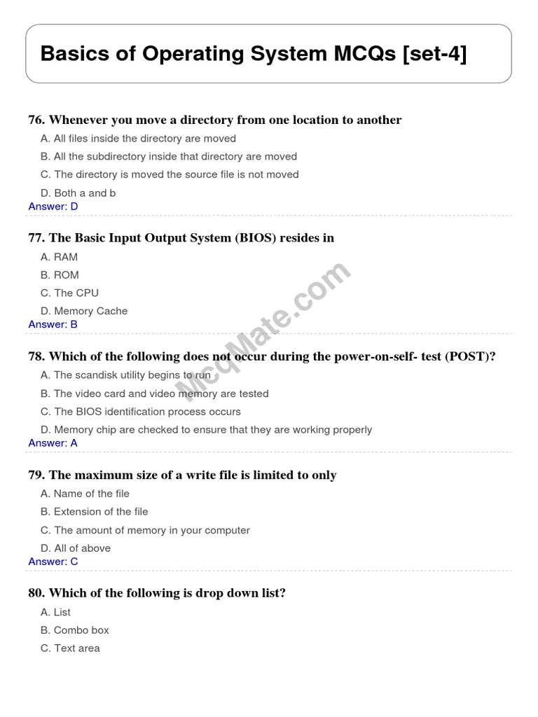 Basics of Operating System Set 4 | PDF | Ibm Pc Compatibles | Operating ...