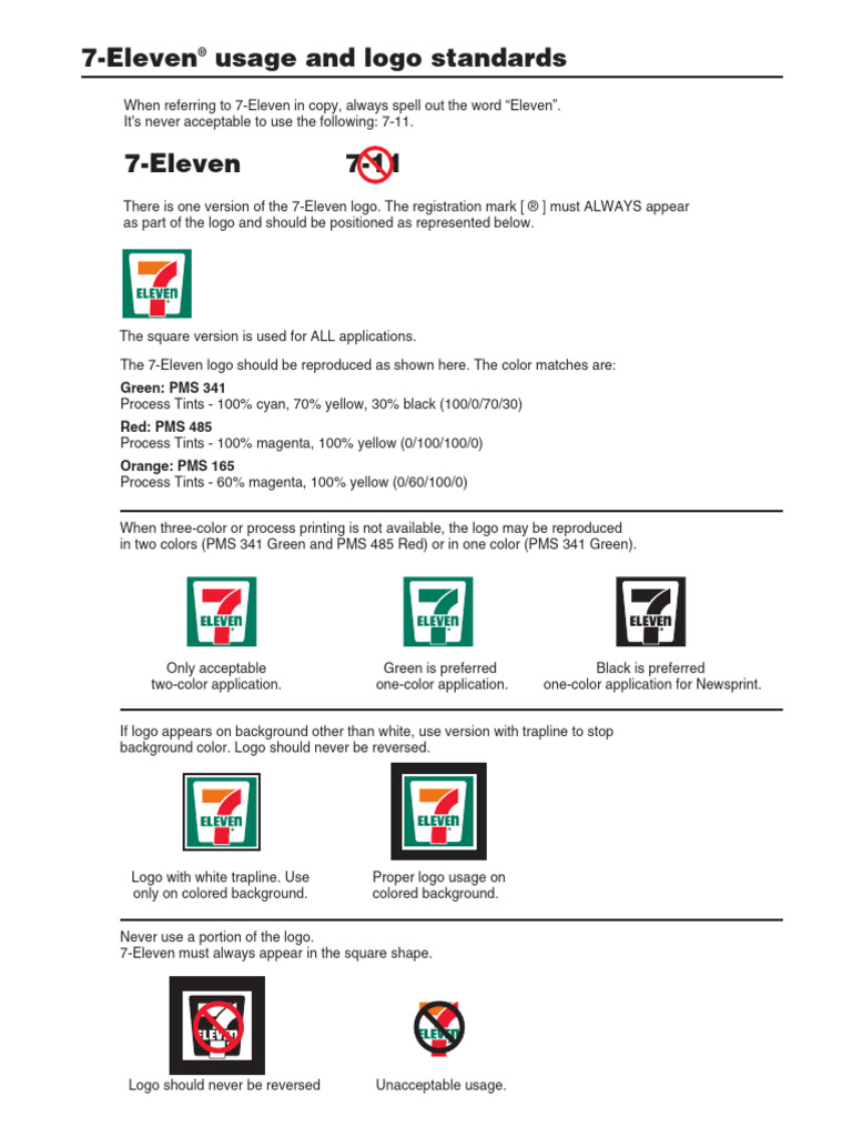 7 Eleven Usage and Logo Standards | PDF