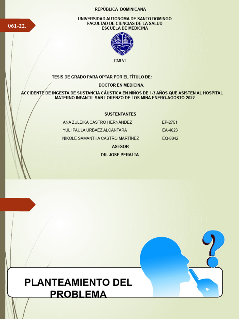 Presentacion de Tesis Ingesta de Causticos UASD | PDF | Blanqueador ...