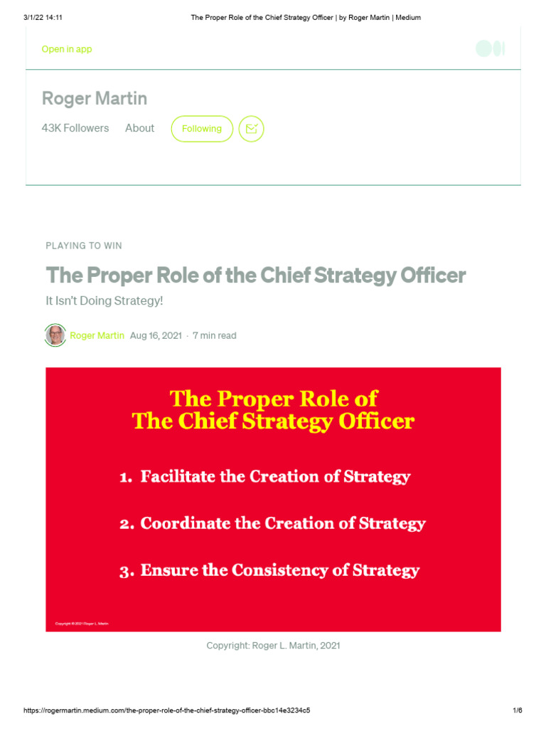 The Proper Role of The Chief Strategy Officer | PDF | Chief Financial ...