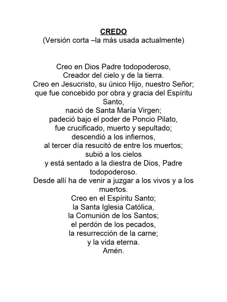 CREDO (Versiones Corta y Larga) | PDF | María, madre de Jesús ...