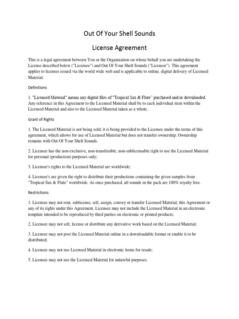 Sax License Agreement Overview | PDF
