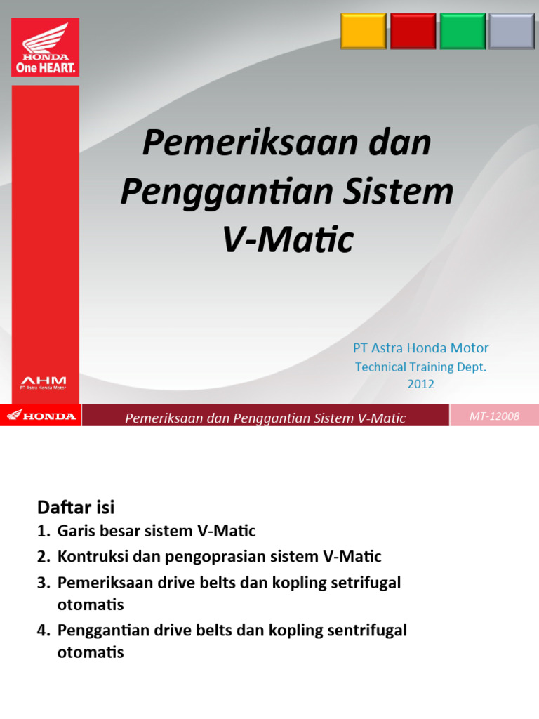 MT-12008 - Pemeriksaan Dan Penggantian Sistem V-Matic | PDF