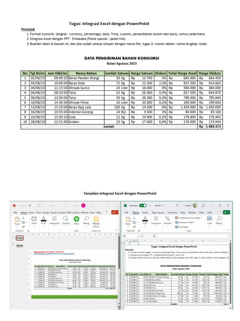 TUGAS Integrasi Excel Dengan PowerPoint | PDF