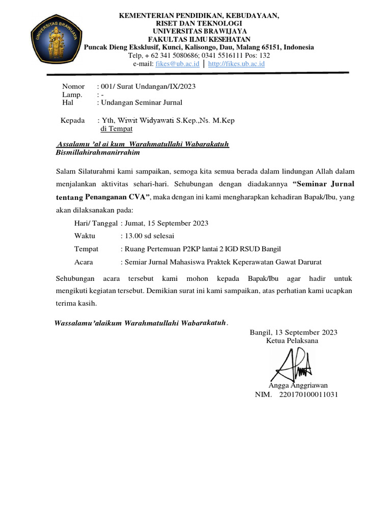 Surat Undangan Seminar Jurnal 2 | PDF