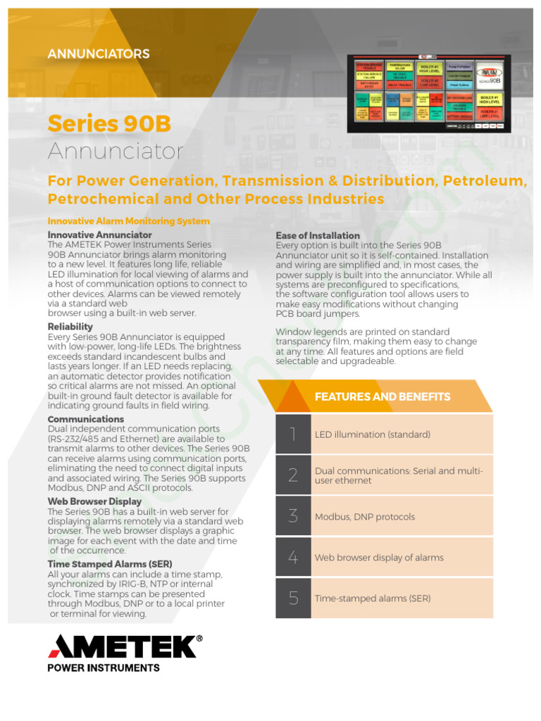 Ametek Series 90B Annunciator | PDF | Relay | Light Emitting Diode