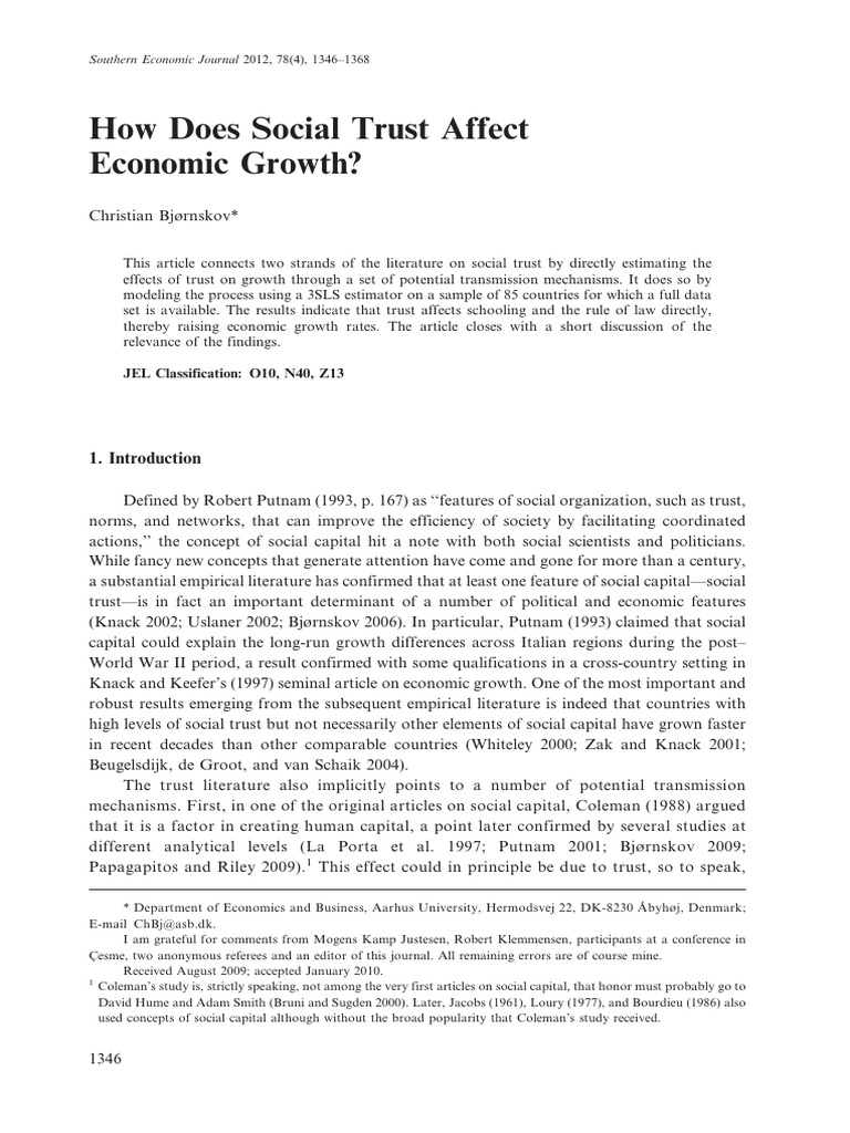 Impact of Social Trust on Economic Growth | PDF | Economic Growth ...
